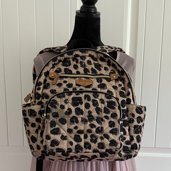 Twelvelittle | Bags | Leopard Print Quilted Backpack In Tan And Black ...